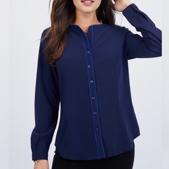 AVA | Tops | Ava Contrast Trim Button Down T20 | Poshmark